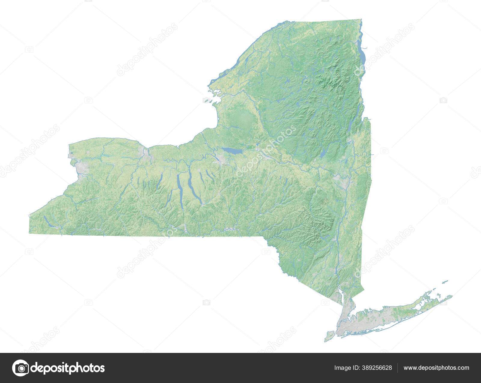 High resolution topographic map of New York Stock Illustration by ...