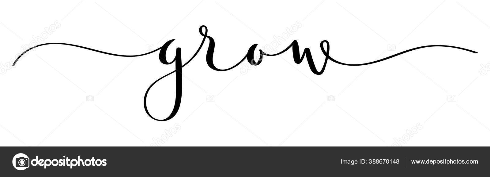 Calligraphic Grow Lettering Isolated White Background Stock Vector ...