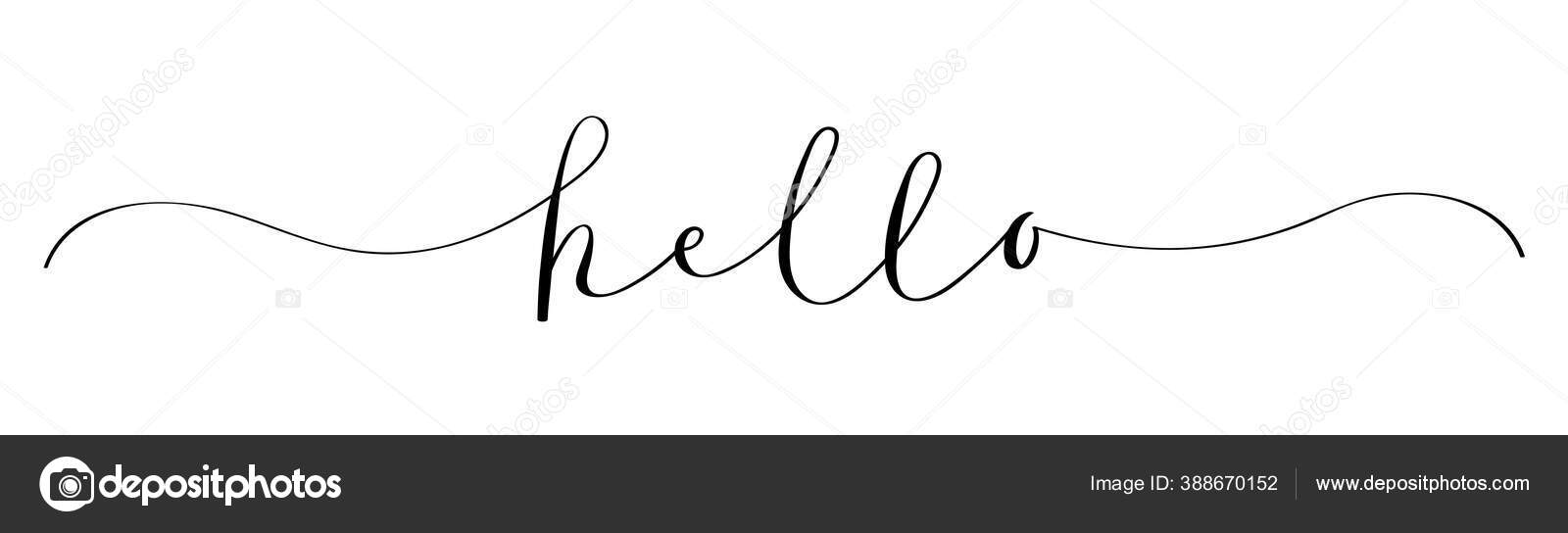 Calligraphic Hello Lettering Isolated White Background Stock Vector by ...