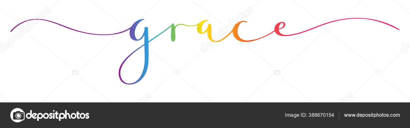 Calligraphic Grace Lettering Isolated White Background Stock Vector ...