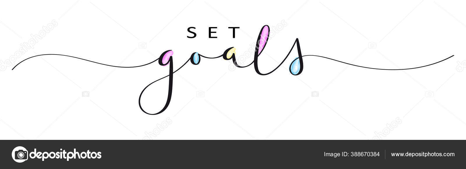 Caligrafía Establecer Metas Letras Aisladas Sobre Fondo Blanco Vector ...