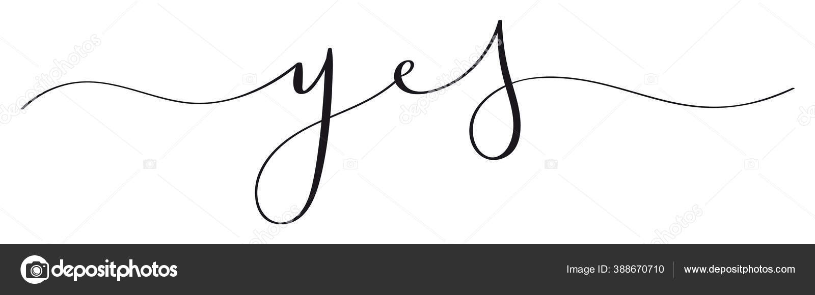 Calligraphic Yes Lettering Isolated White Background Stock Vector Image ...