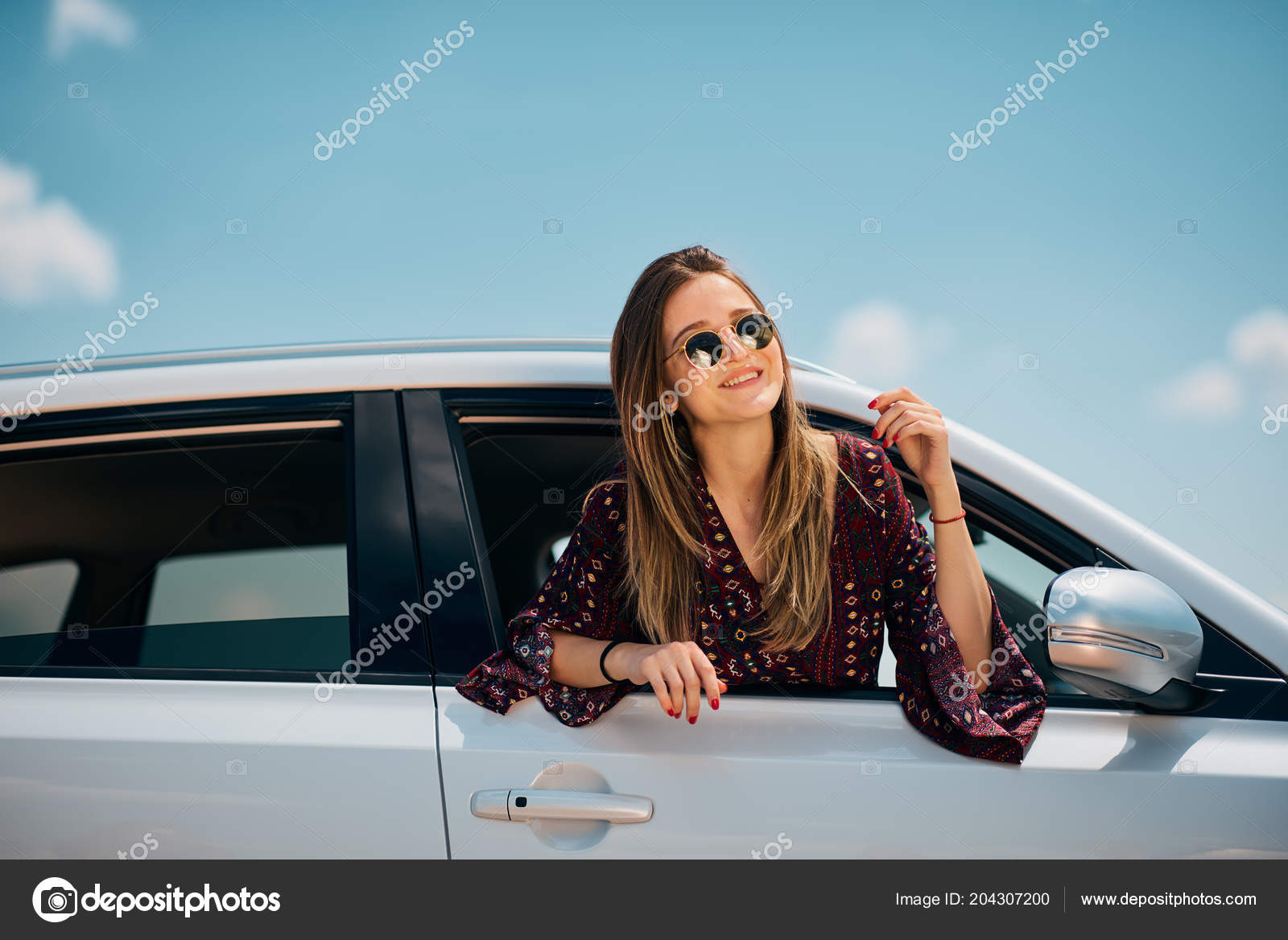 Woman Posing While Leaning Car Window Stock Photo by ©chika_milan 204307200