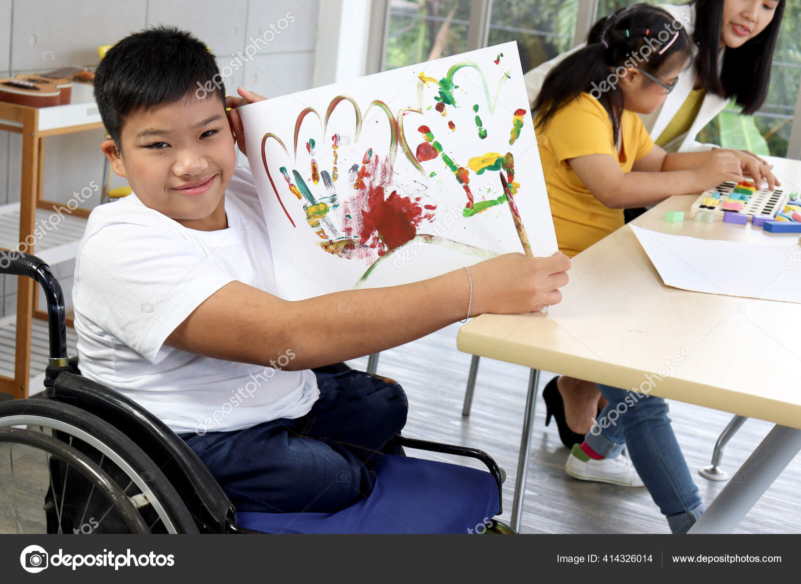 Happy Disabled Children In School
