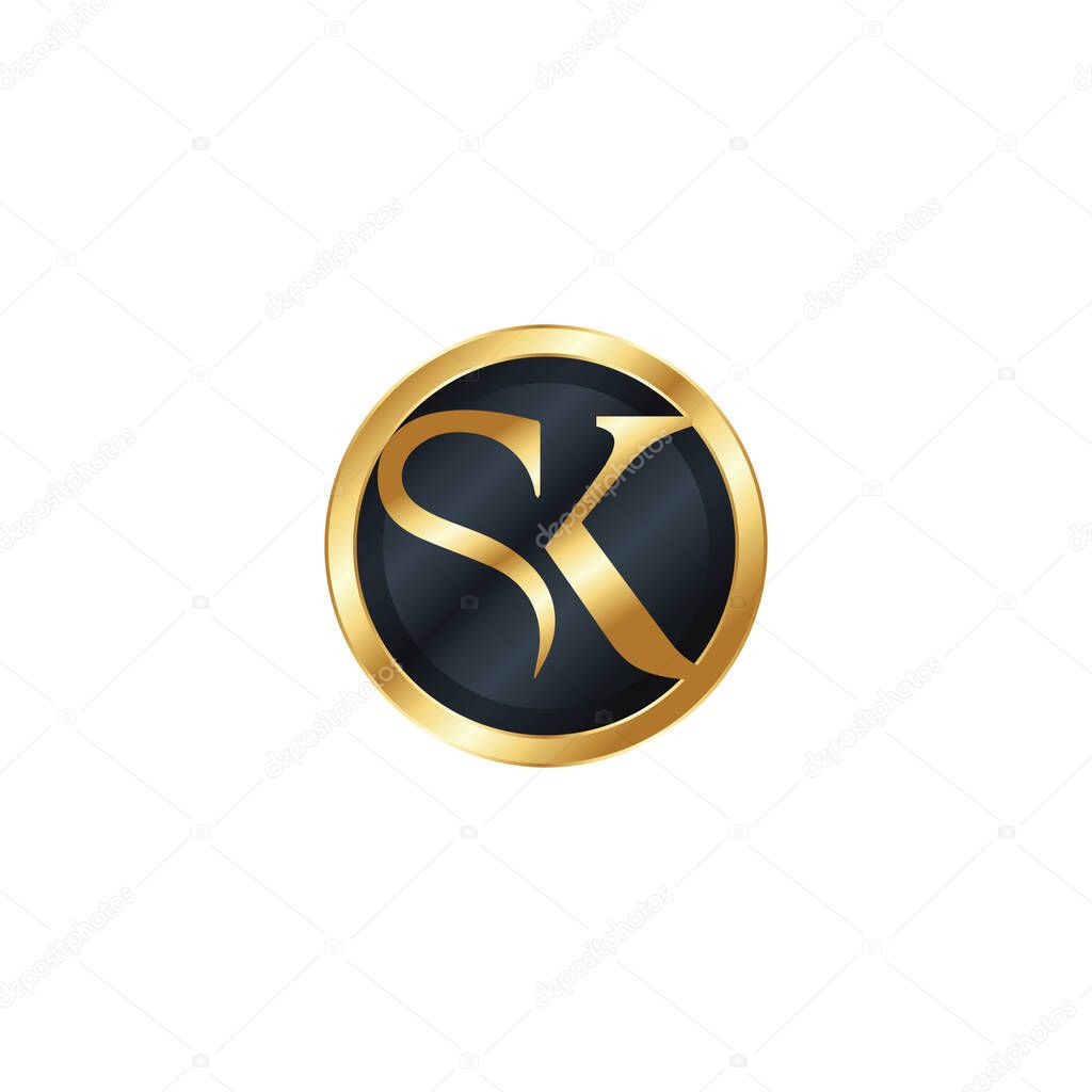 SK logo s mbolo de oro, dise o de marca moderna 2024