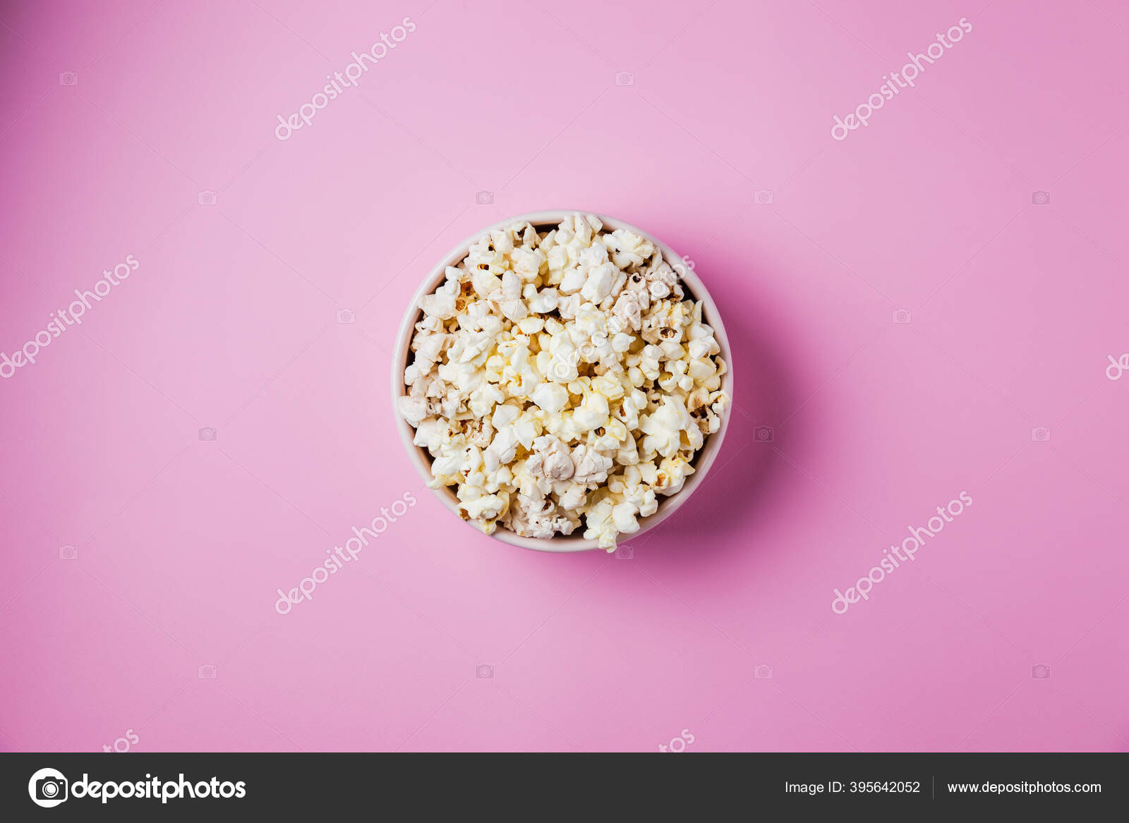 Pink Bowl Popcorn Pink Background Top View Stock Photo by ©eg ...