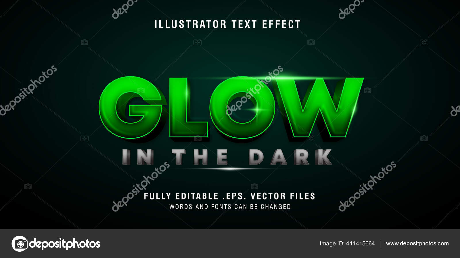Glow Dark Text Style Effect Editable Eps Vector — Stock Photo ...