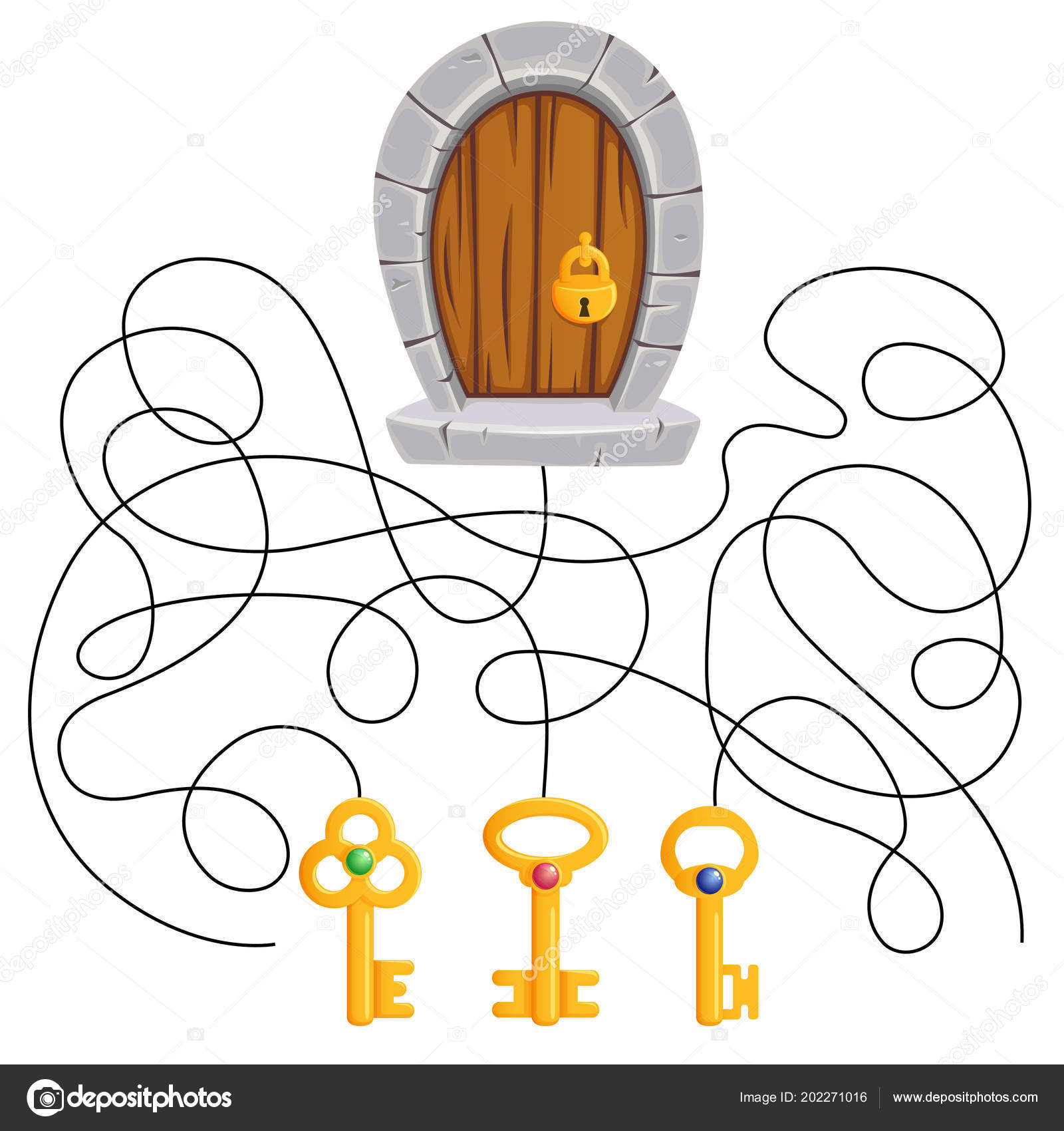 What Key Suitable Lock Puzzle Maze Game Kids Stock Vector Image by ...