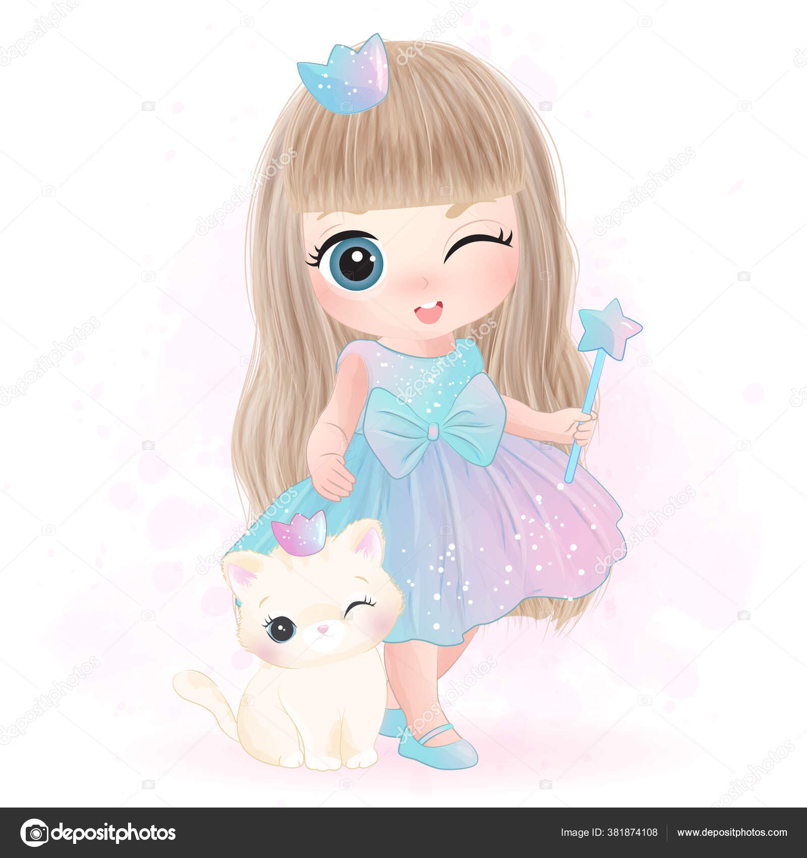Cute Little Princess Kitty Stock Vector by ©Trendysense 381874108