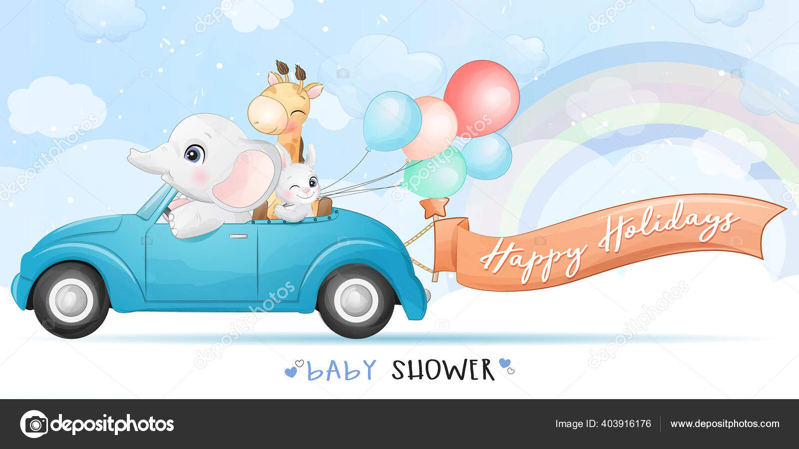 Cute Animals Driving Car Watercolor Illustration Stock Vector Image by ...