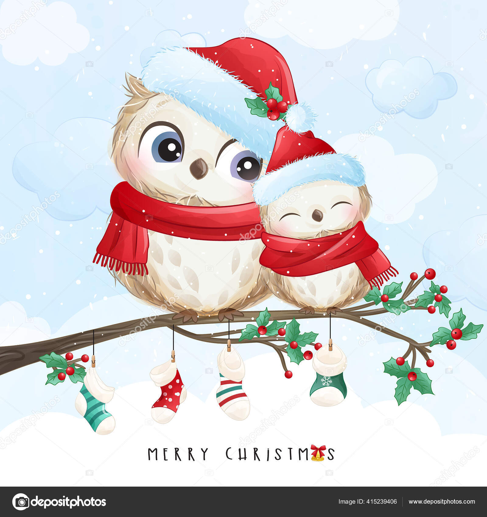 Cute Owl Christmas Clip Art