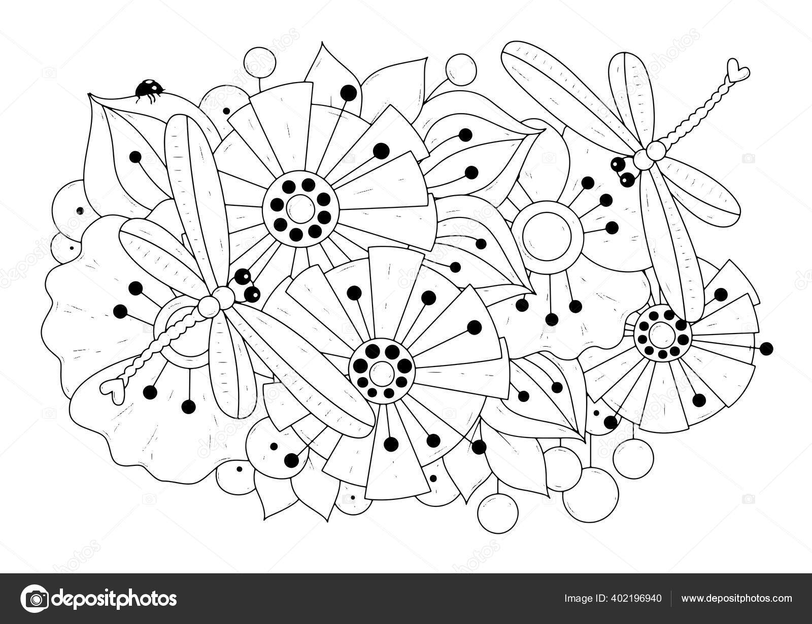 Horizontal Coloring Page Children Adults Vector Illustration Abstract ...