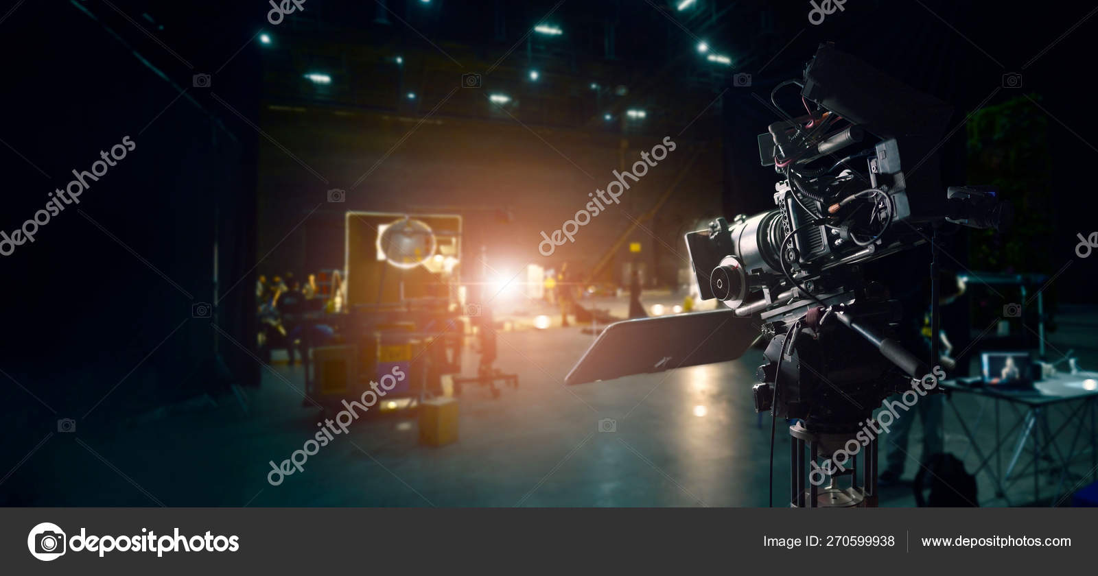 Behind the scenes of making of movie and TV commercial. Camera of movie and video production ...
