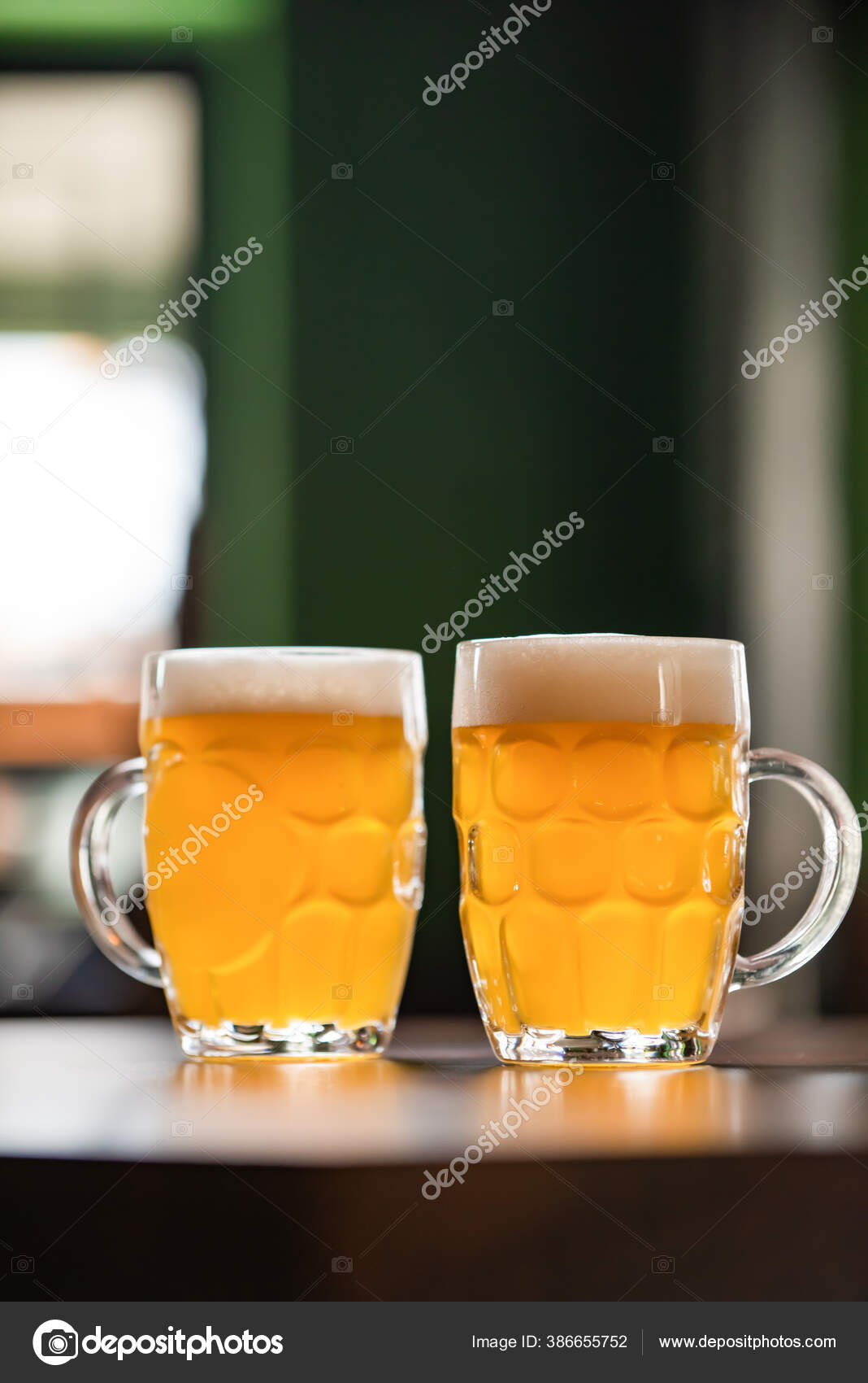 Two Mugs Full Chopp Chopp Pilsen Rustic Table — Stock Photo ...
