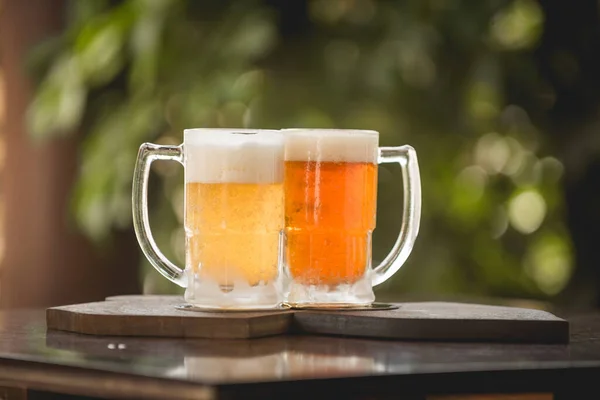 Two Mugs Full Chopp Chopp Pilsen Rustic Table Stock Photo by ...