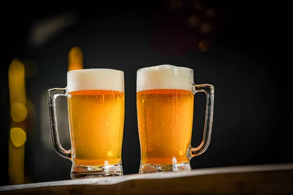 Two Mugs Full Chopp Chopp Pilsen Rustic Table Stock Photo by ...