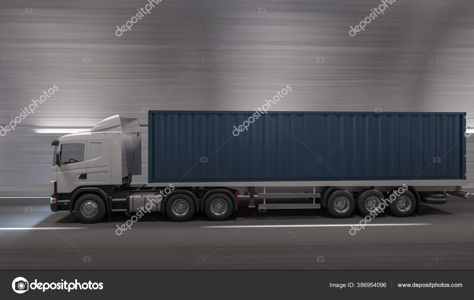 Container Lorry Side View