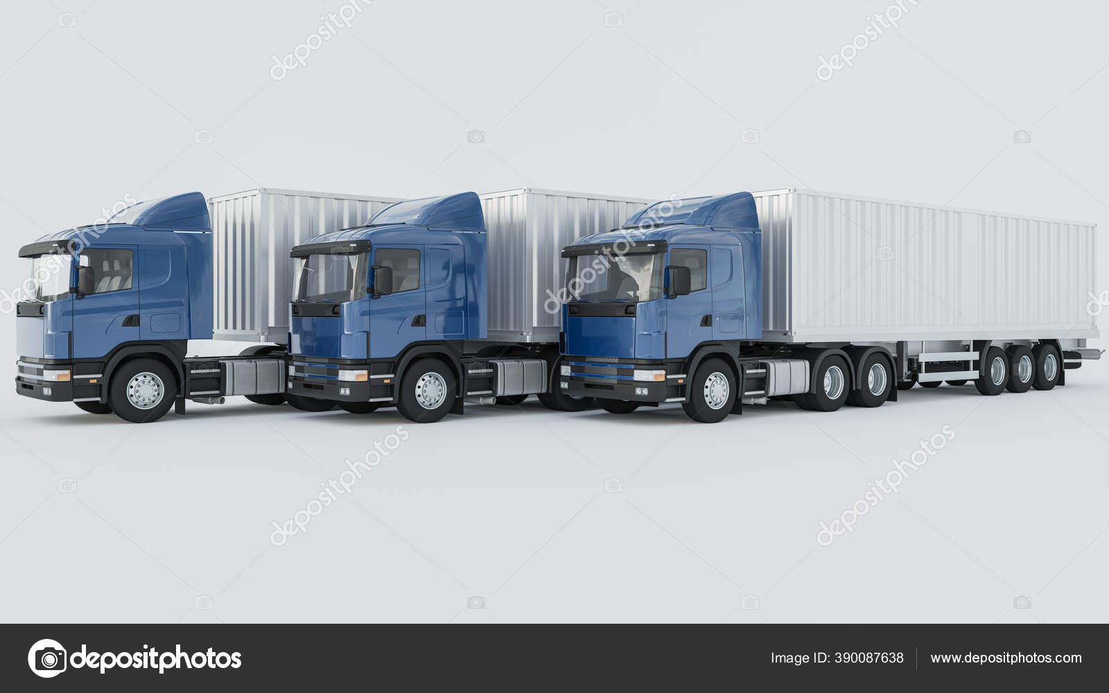 Front View Lined Semi Trailer Trucks Rendering – Stock Editorial Photo ...