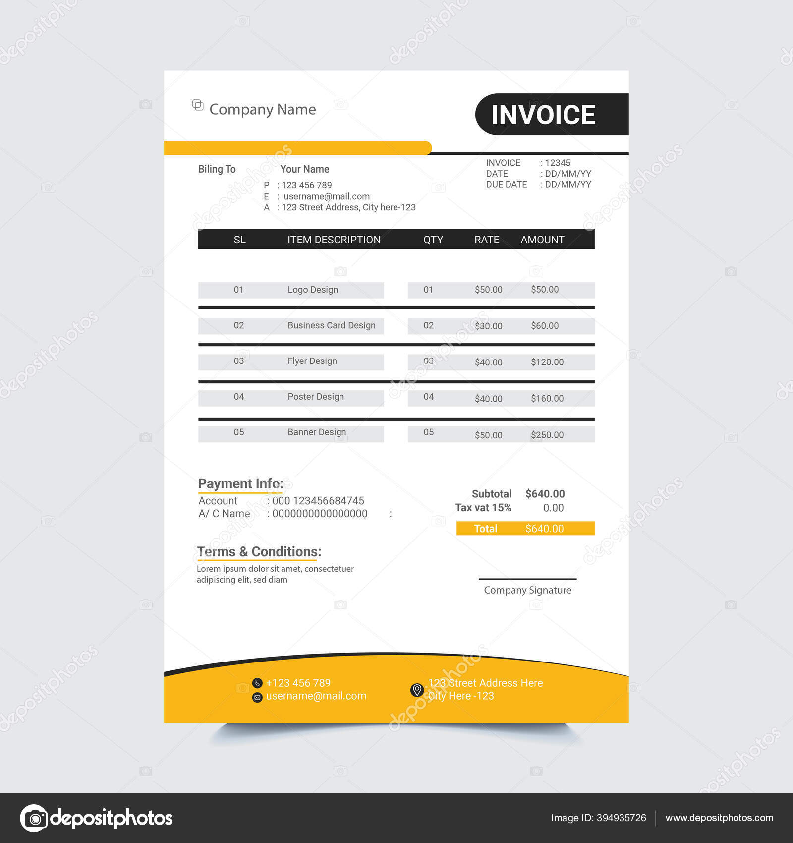Modern Creative Corporate Business Invoice Template Design Bill Payment ...