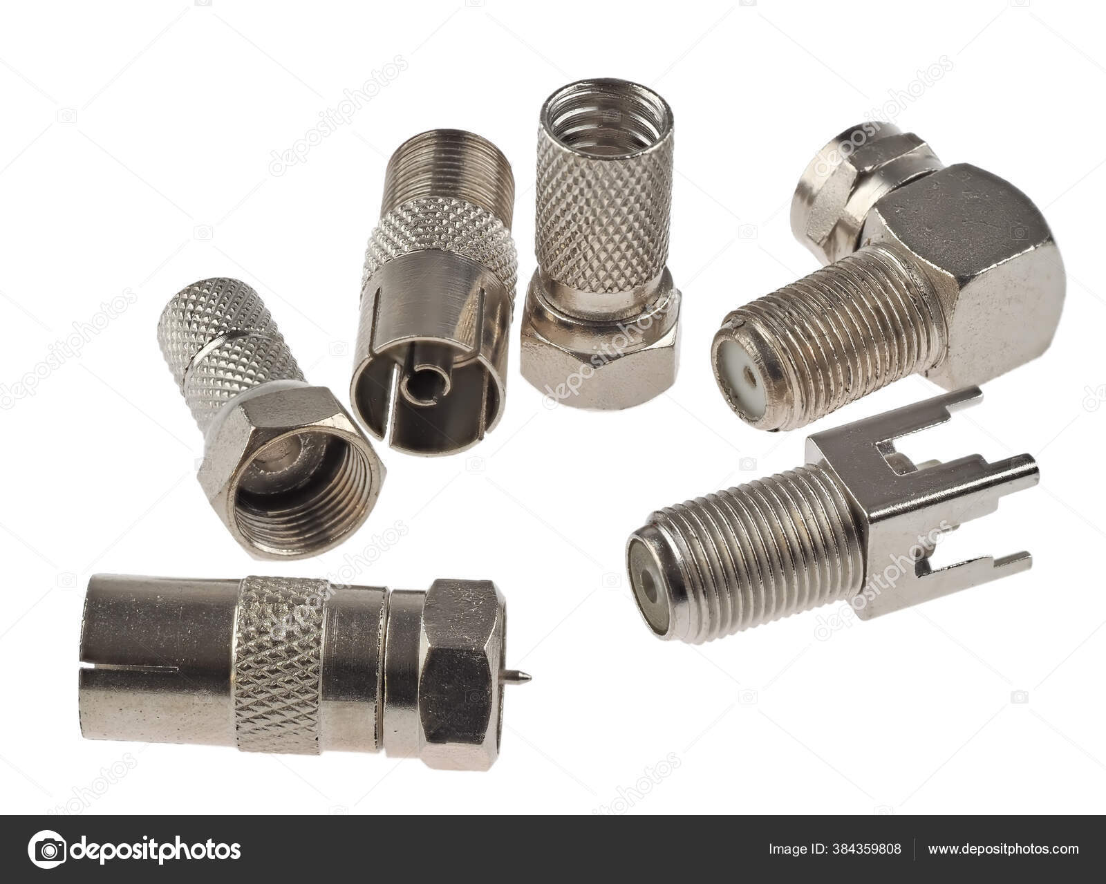 Selection Type Connectors Satellite Installations Isolated White Stock ...