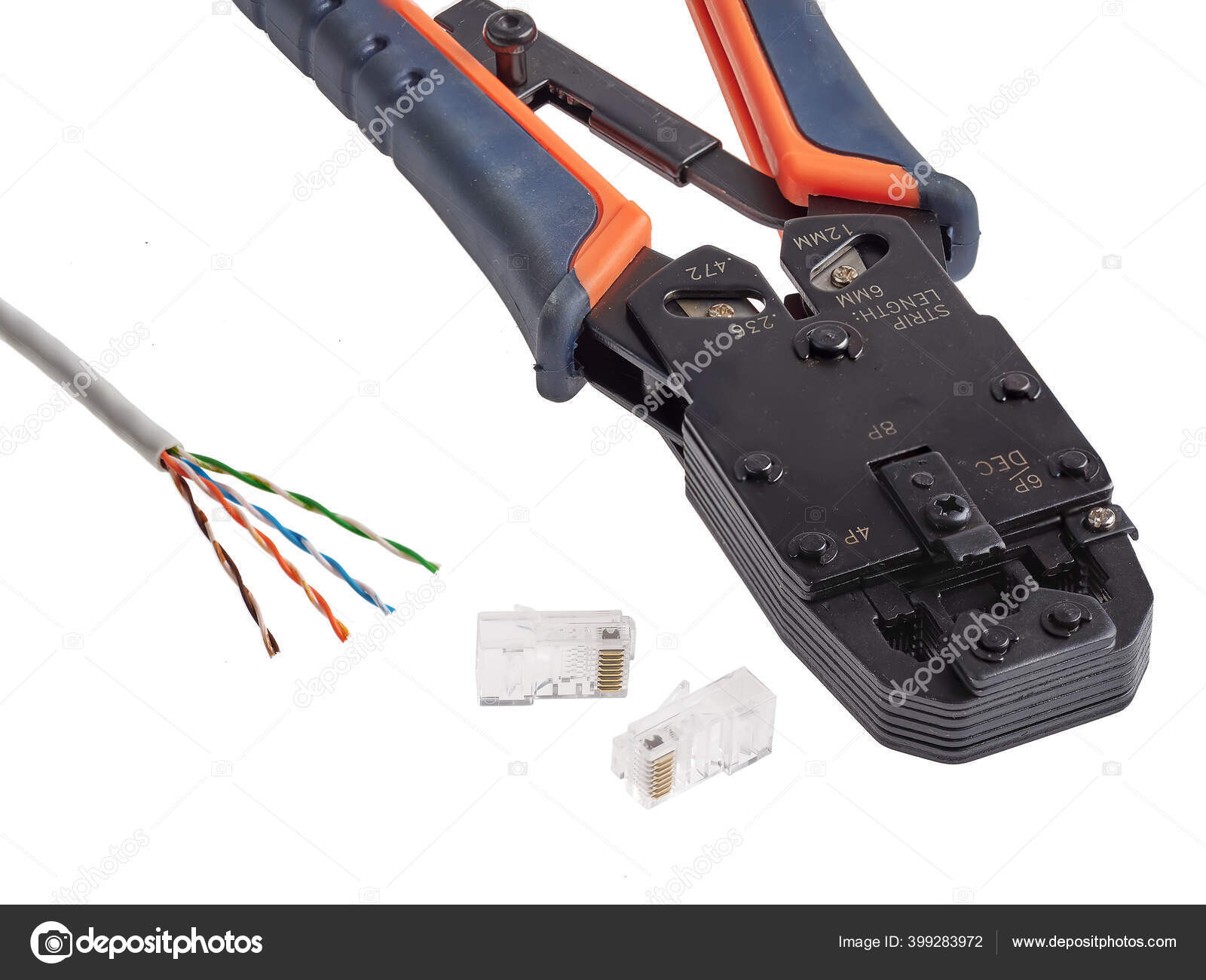 Rj45 Crimping Tool Stripped Cable Showing Cable Pairs Ethernet ...