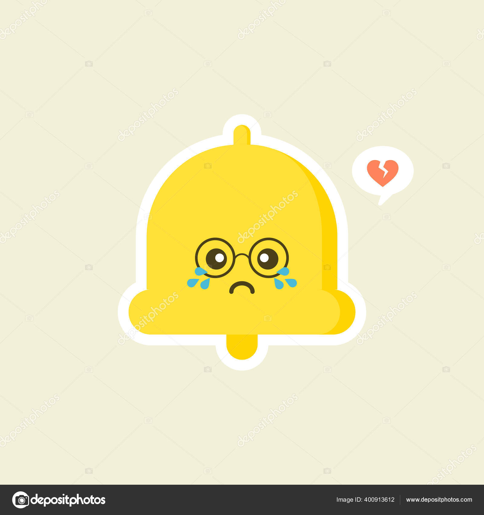 Kawaii Hand Bell Flat Design Happy Notifications Announcements Reminder ...