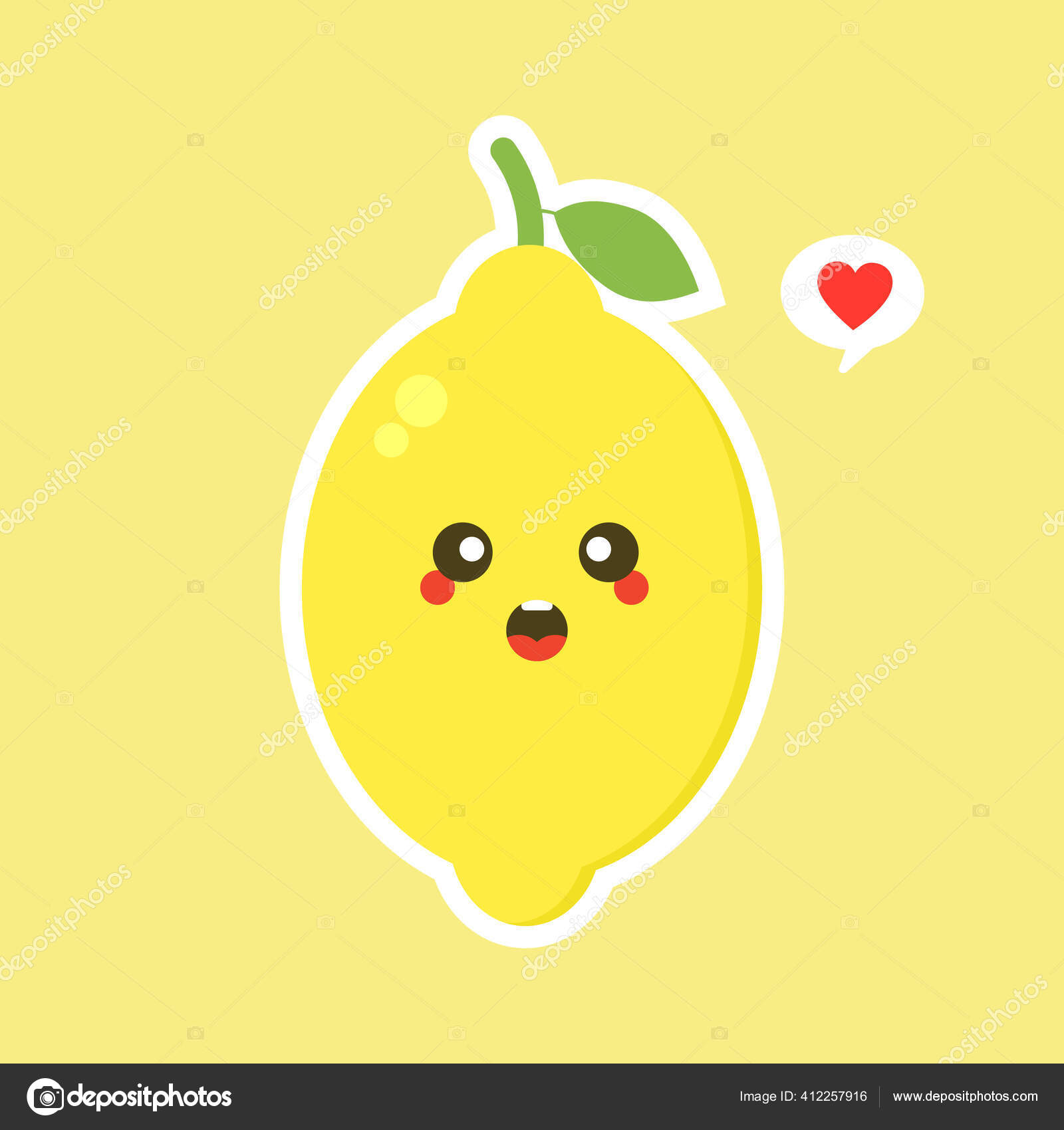 Image vectorielle Personnages Drôles Kawaii Citron Expressions ...