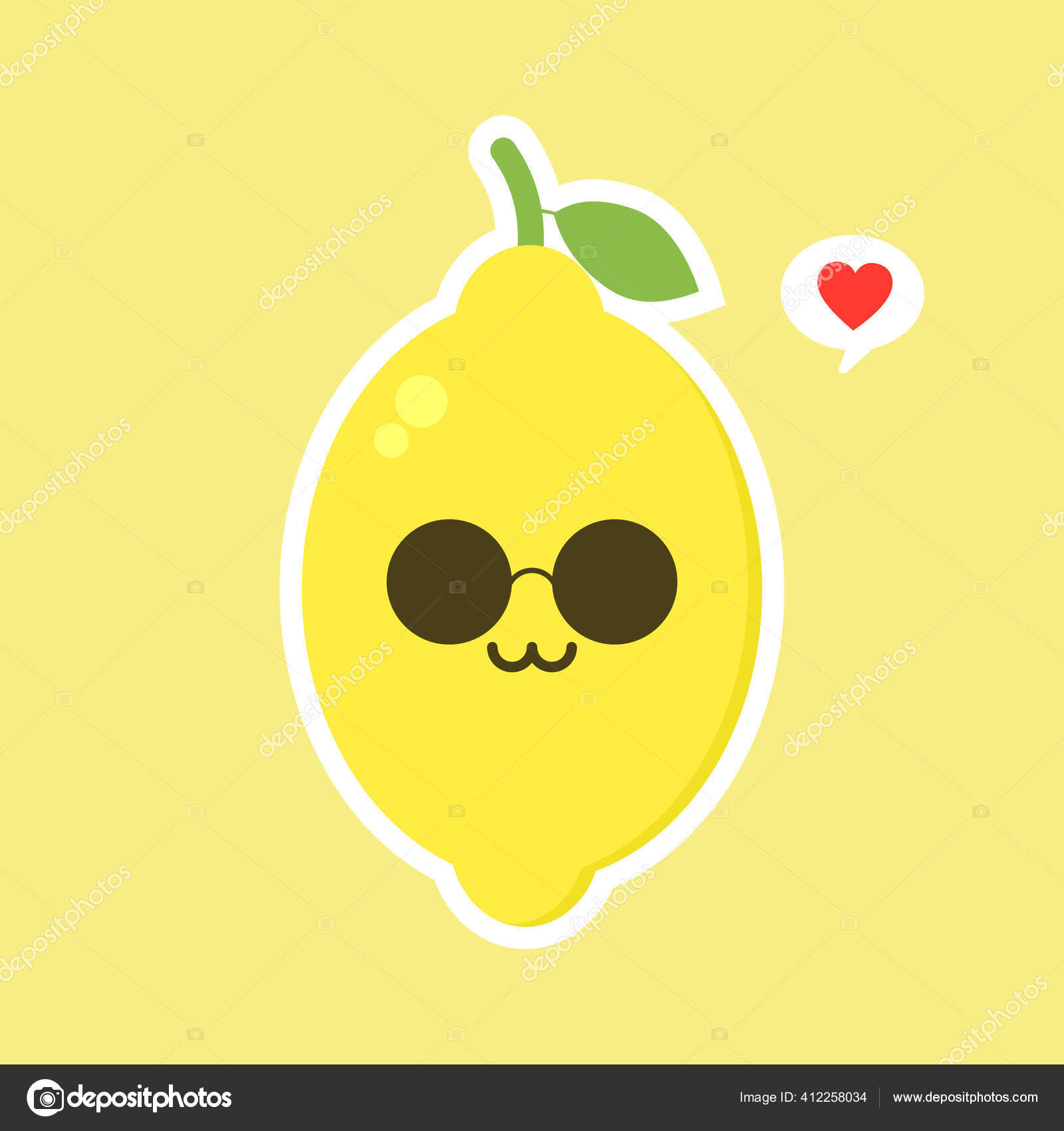 Funny Kawaii Lemon Characters Happy Expressions Cartoon Vector ...