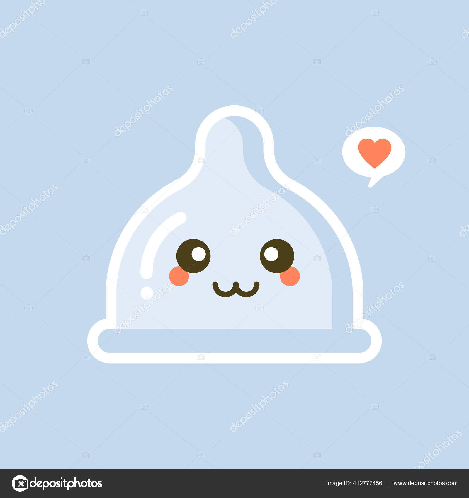 Lindo Kawaii Condón Forma Divertidos Emoticonos Símbolos Emoji ...