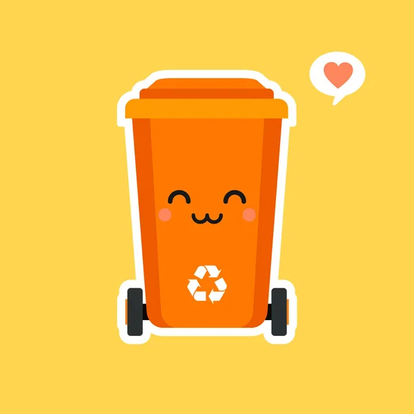 Kawaii Cute Trash Bin Cartoon Character Isolated Color Background ...