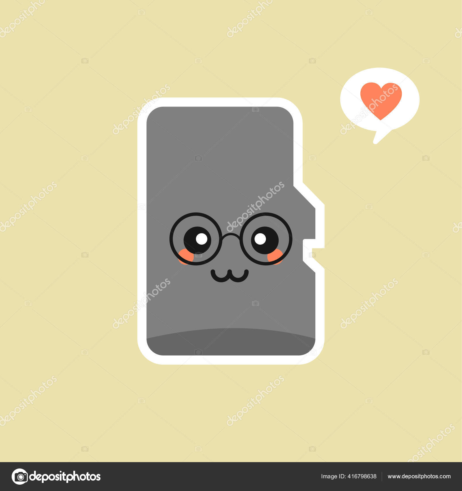 Tarjeta Micro Lindo Kawaii Ilustración Vectores Estilo Plano Concepto ...