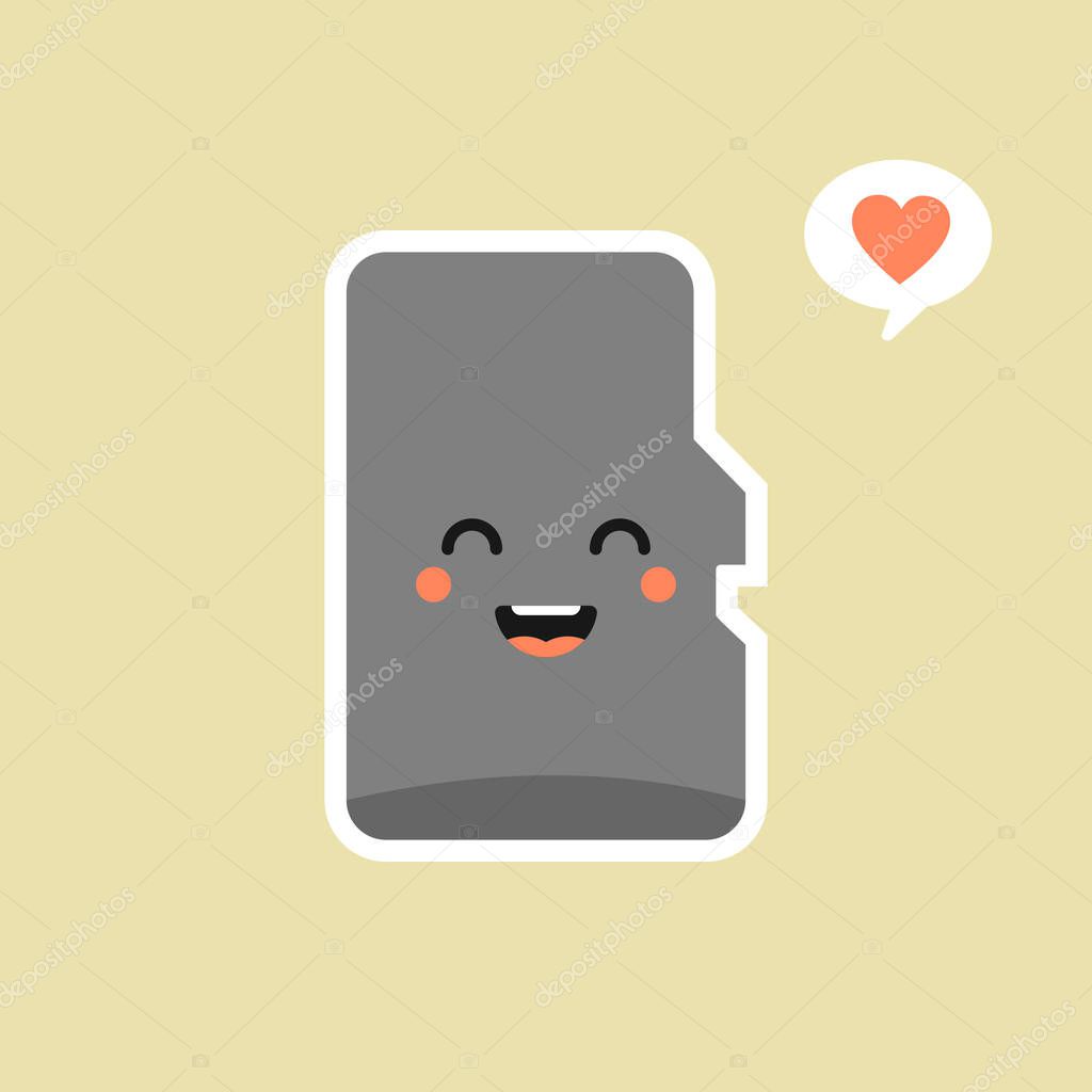 tarjeta micro sd lindo y kawaii en ilustración de vectores de estilo ...