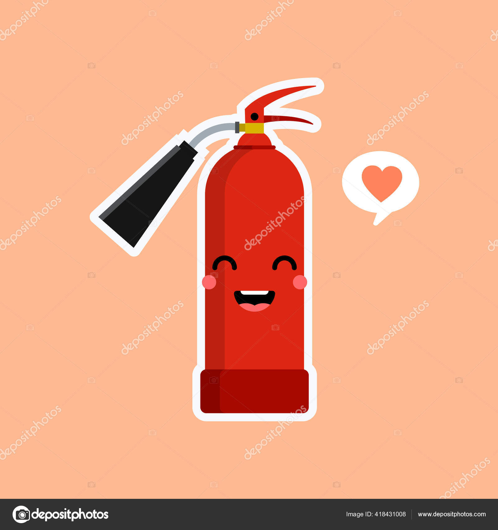 Emoji Fire Flame Red Fire Extinguisher Icon Set Isolated Color Stock ...