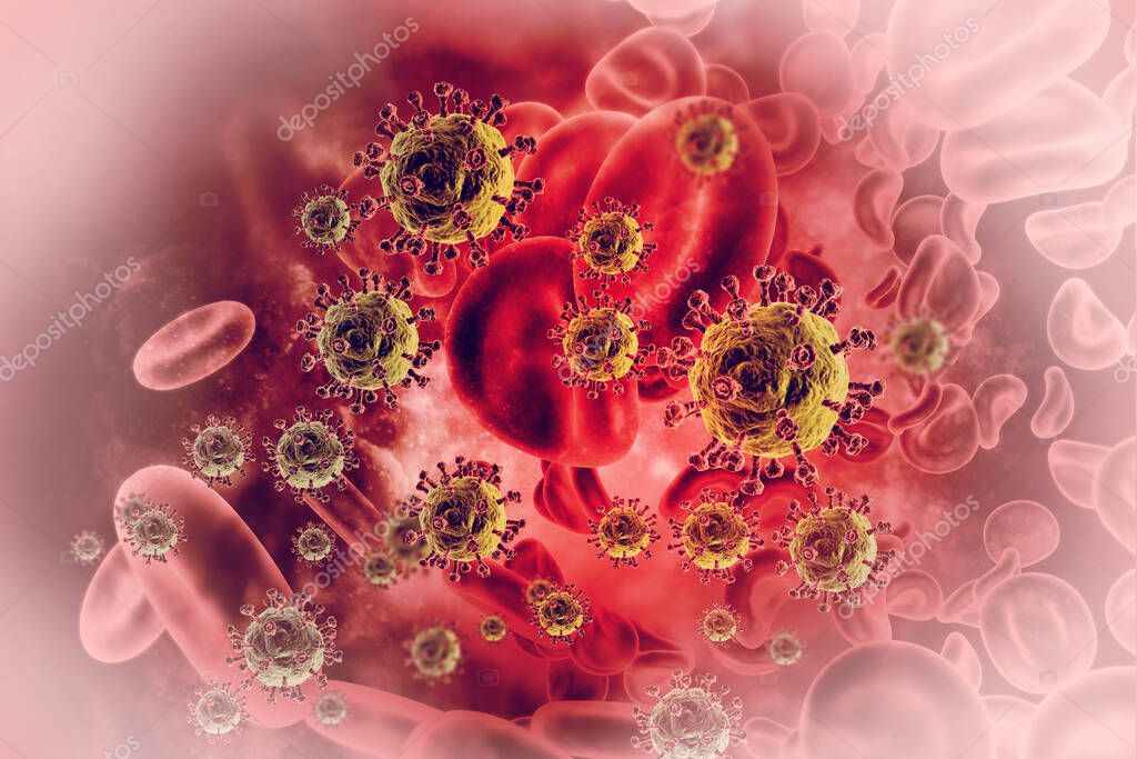 Virus de las c lulas sangu neas infectadas 3d ilustraci n 2024