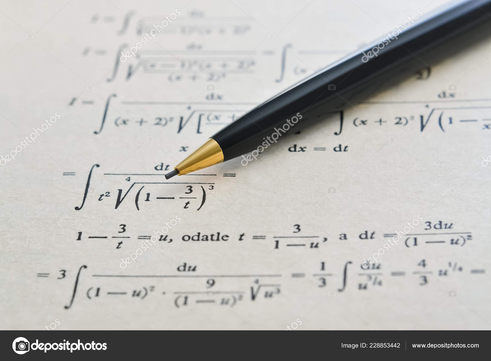 Pencil Math Book Advanced Example Integrals — Stock Photo © benjaminec ...