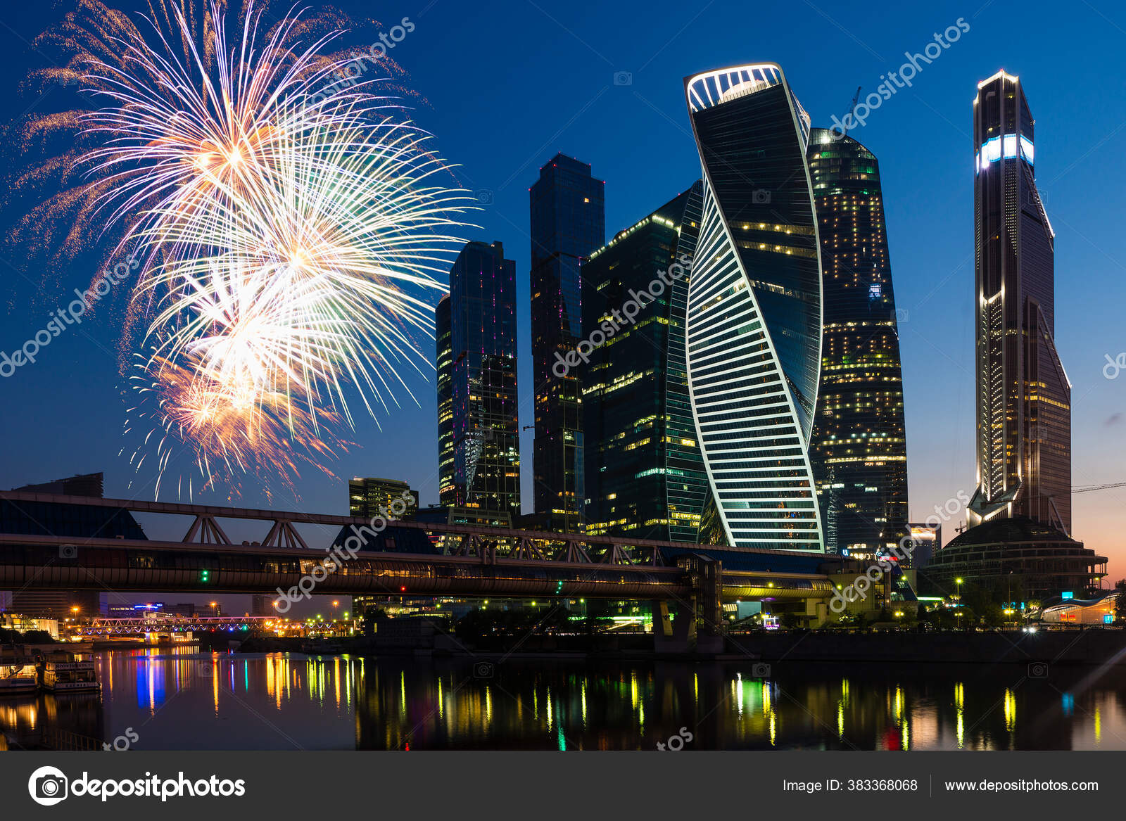 Moscow City Buildings Fireworks Fireworks Moscow International Business ...