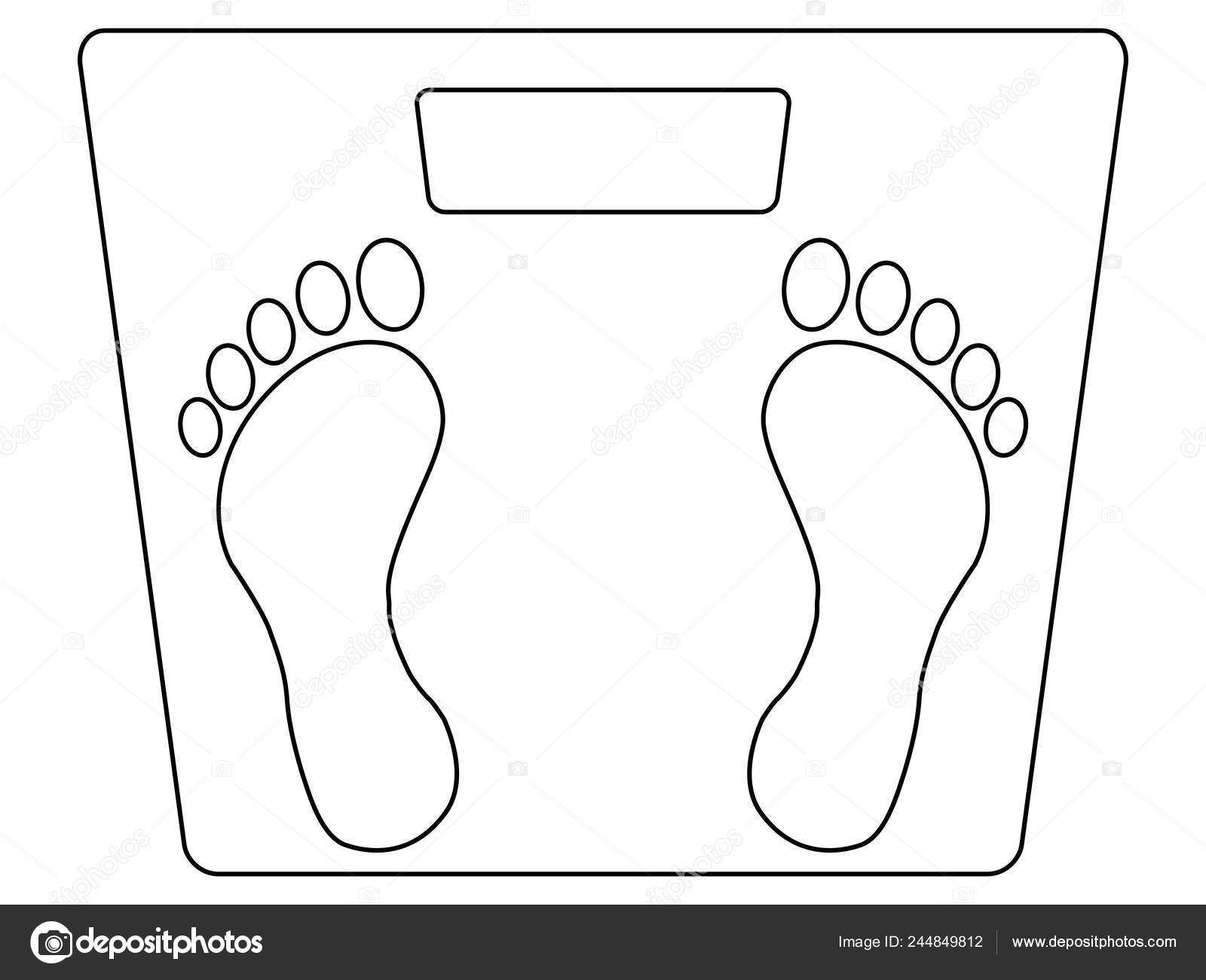 Ilustración Simple Blanco Negro Una Báscula Peso Con Marcas Huella ...