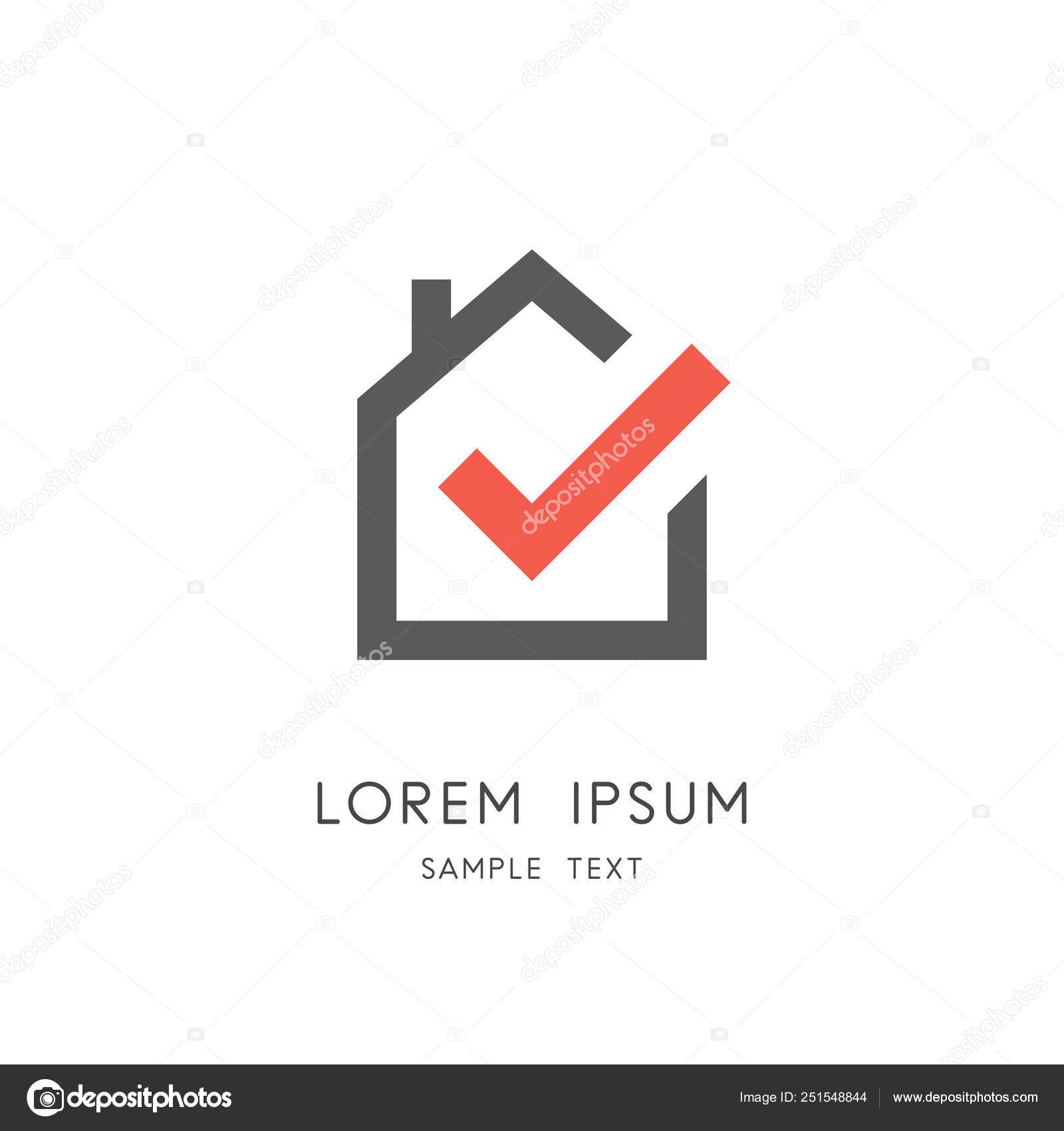 Fast Ejendom Logo Hjem Eller Hus Med Skorsten Flueben Eller Stockvektor ...