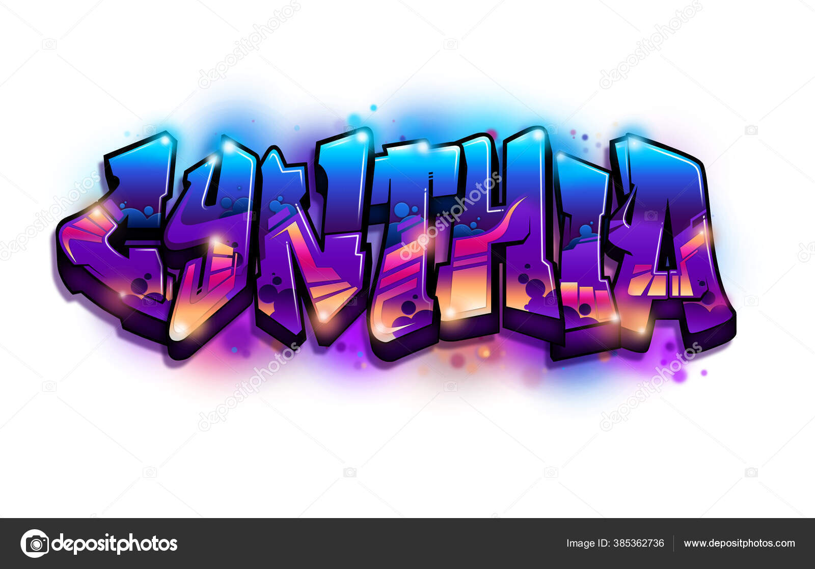 Cynthia Graffiti Name Text Design — Stock Photo © MindGem #385362736