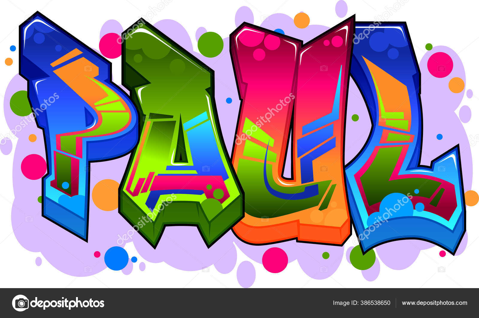 Paul Graffiti Name Text Design Stock Vector by ©MindGem 386538650