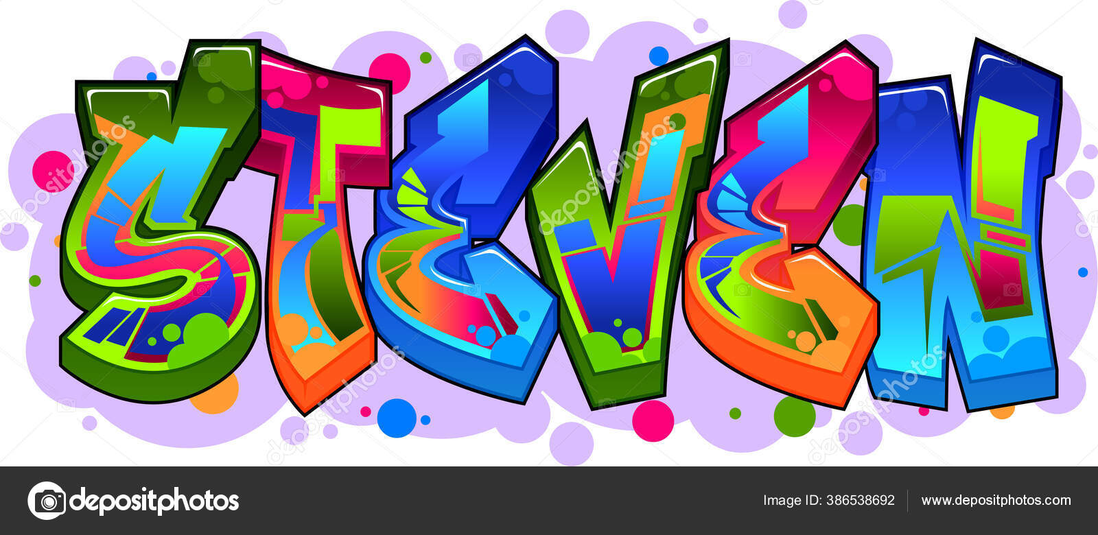 Steven Graffiti Name Text Design Stock Vector Image by ©MindGem #386538692