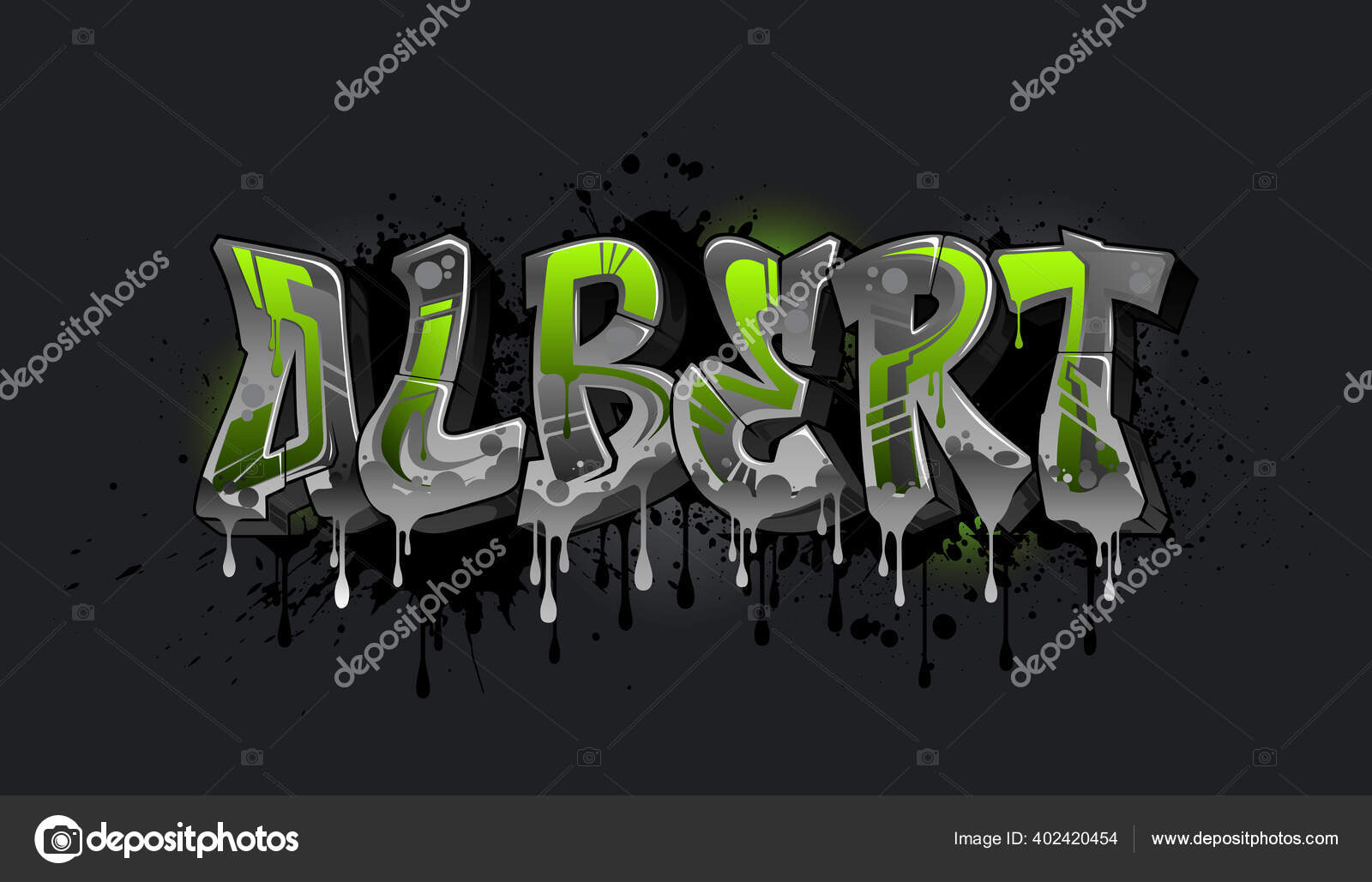Albert Cool Graffiti Styled Name Design Legible Letters All Ages Stock ...