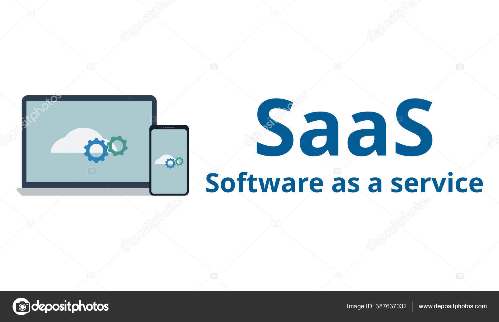 Saas Vector Software Service Concept Laptop Smartphone Flat Design White Stock Vector Image by ...