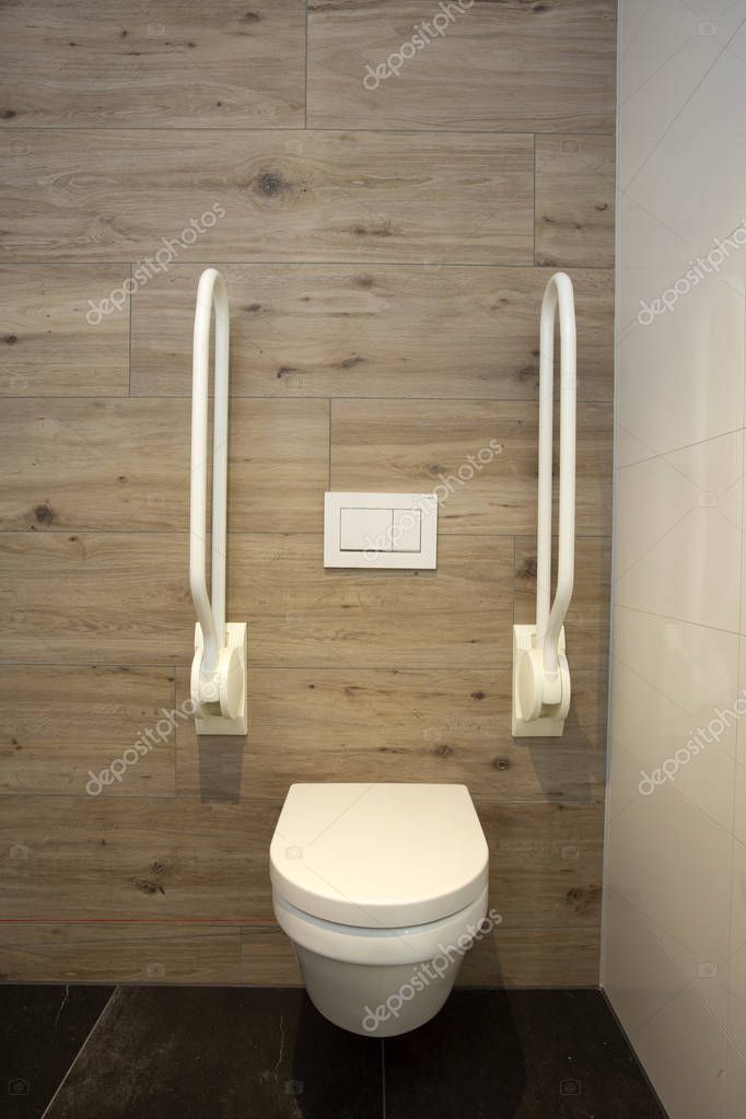 En el interior inodoro desactivar. WC con barras de agarre para ...