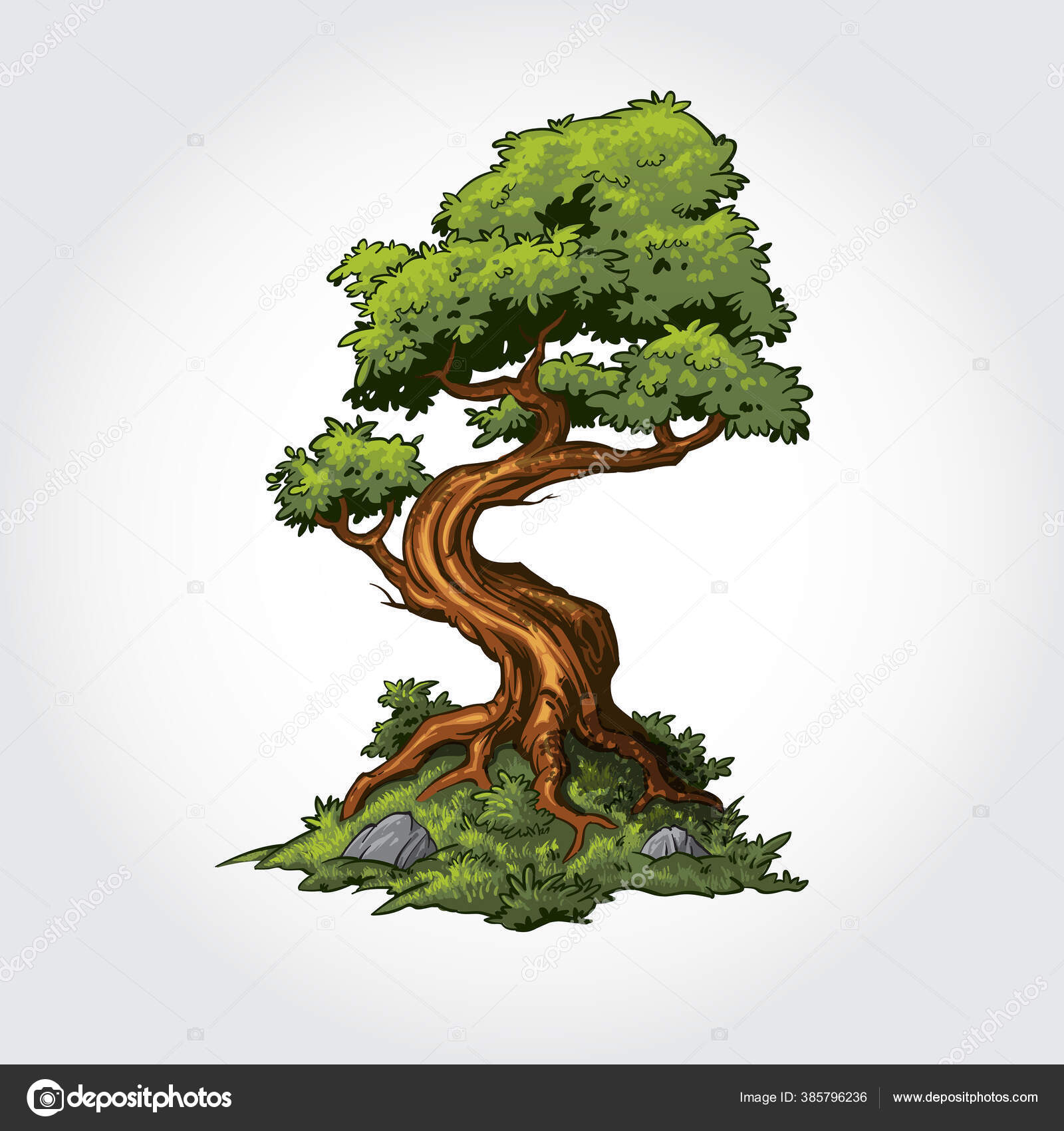 Illustration Dessin Animé Vectoriel D'arbre Arbre Vert Concept Eco ...