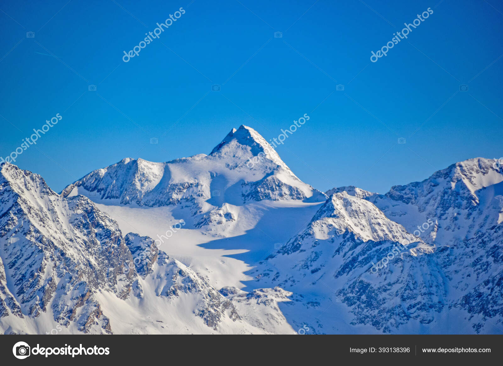 Austrian Alps Mountain Peaks Covered Snow Winter Time — Stock Photo ...