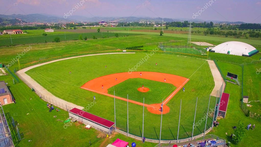 Campos de béisbol vista aérea panorama paisaje durante el juego. 2023