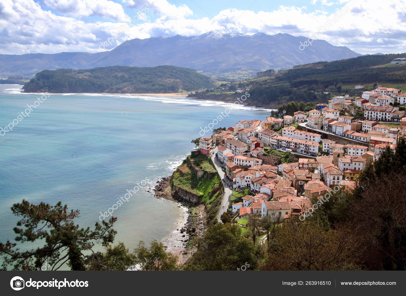 Main View Lastres Village Most Beautiful Spots Asturias Region Snowed ...