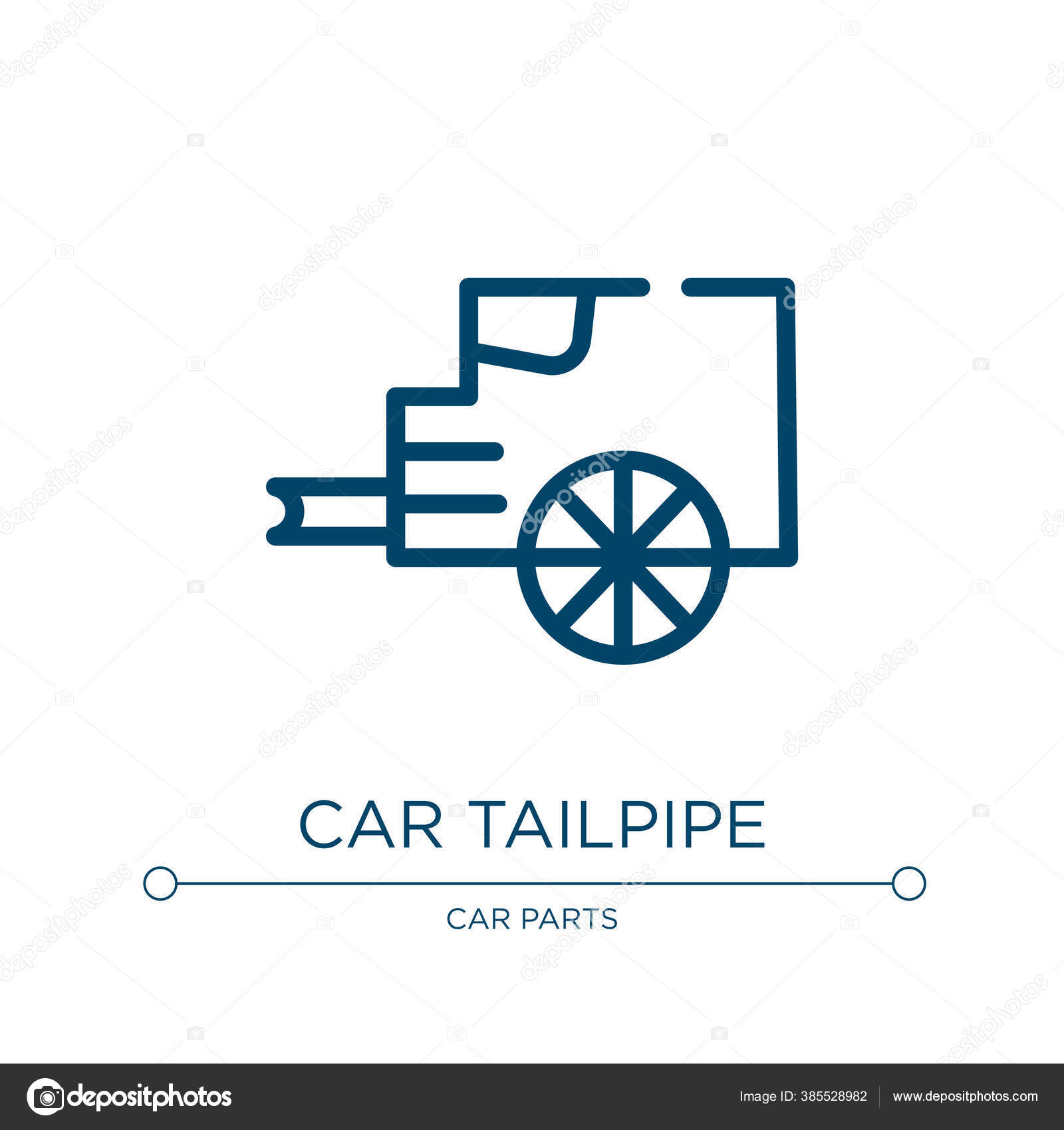 Car Tailpipe Icon Linear Vector Illustration Car Parts Collection ...