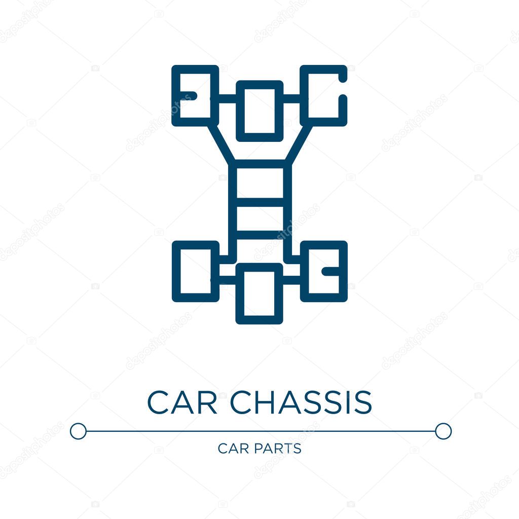 Icono del chasis del coche. Ilustración lineal de vectores de la ...